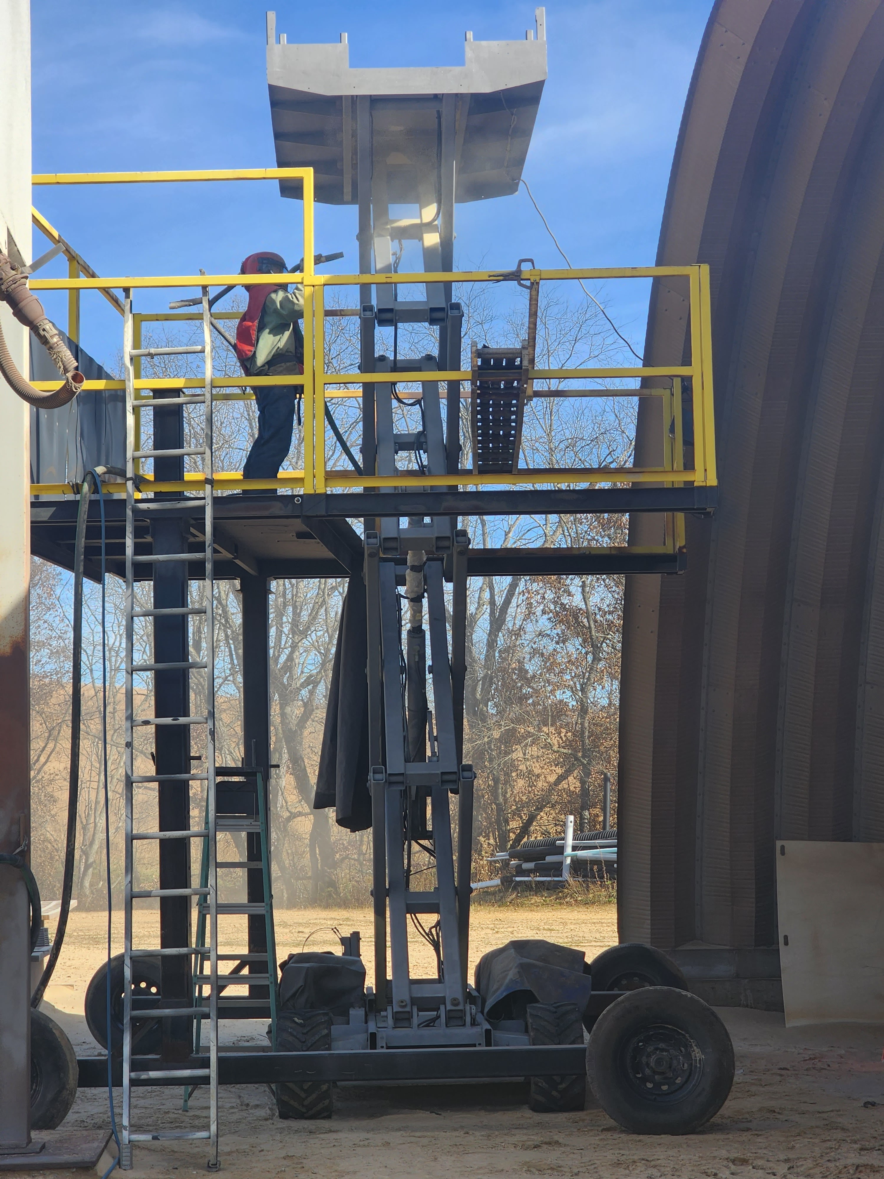 Scissor Lift sandblasted and painted